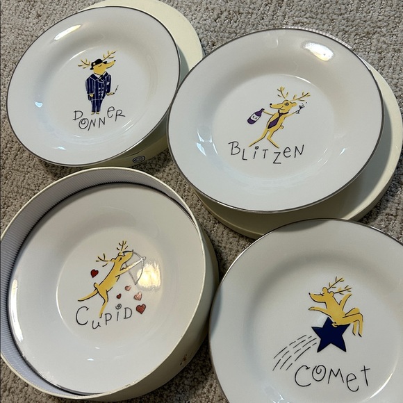 Pottery Barn | Holiday | Pottery Barn Reindeer Plates Set Of 8 | Poshmark